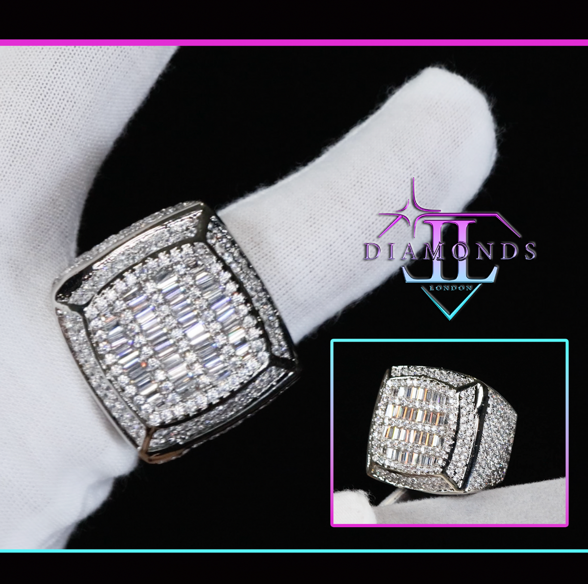 Mens Iced Out Ring | Mens Baguette Diamond Ring | Big Hip Hop Ring ...