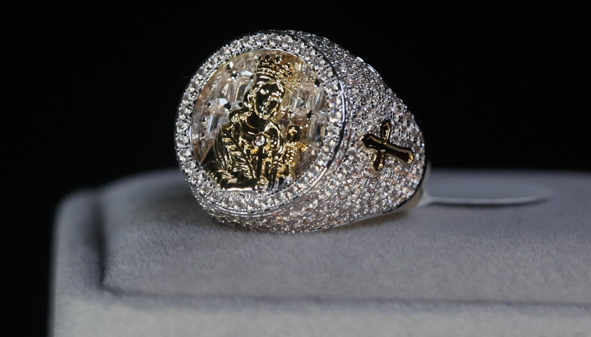 Mens Virgin Mary Ring | Virgin Mary Ring | Mens Gold Hip Hop Ring ...