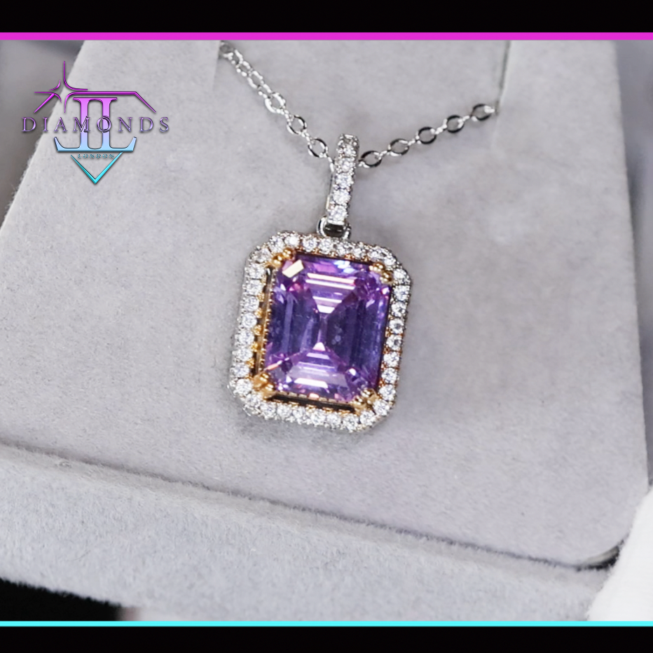 Purple Emerald Diamond Pendant | Purple Diamond Pendant – Minx London