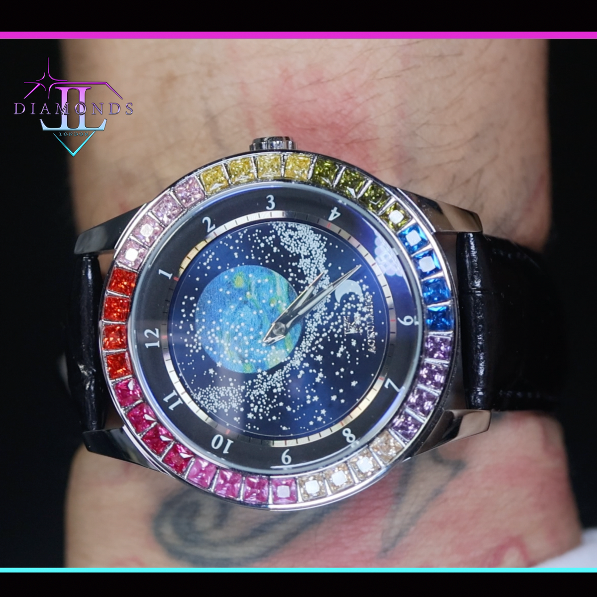 Rainbow Diamond Watch | Mens Rainbow Diamond Watch | Celestial Watch ...