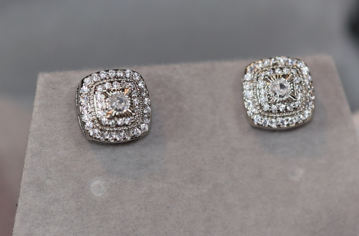 Iced out ear studs | Hip Hop Stud Earrings | Mens Diamond Ear Studs ...