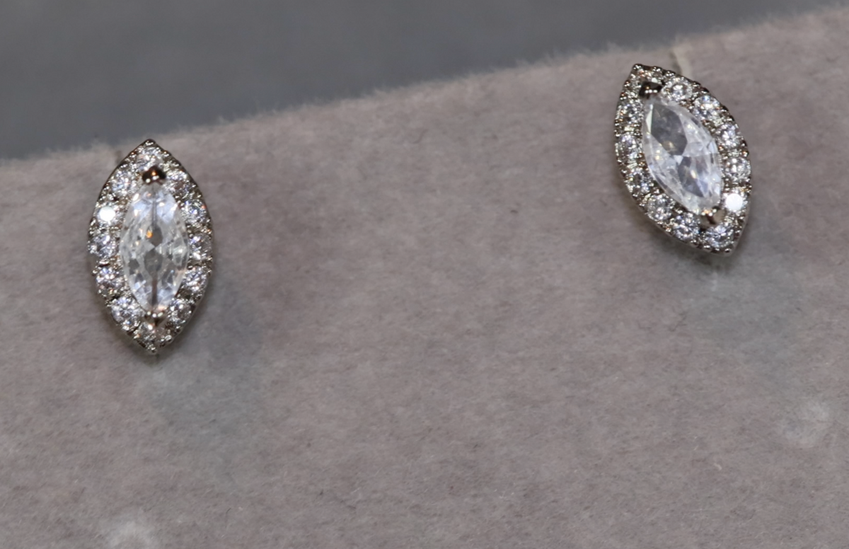 Womens diamond ear studs, marquise diamond ear studs – Minx London
