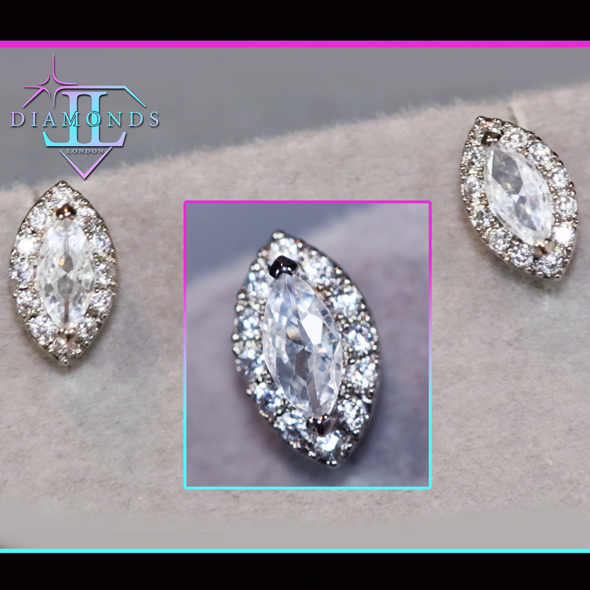 Womens diamond ear studs, marquise diamond ear studs – Minx London