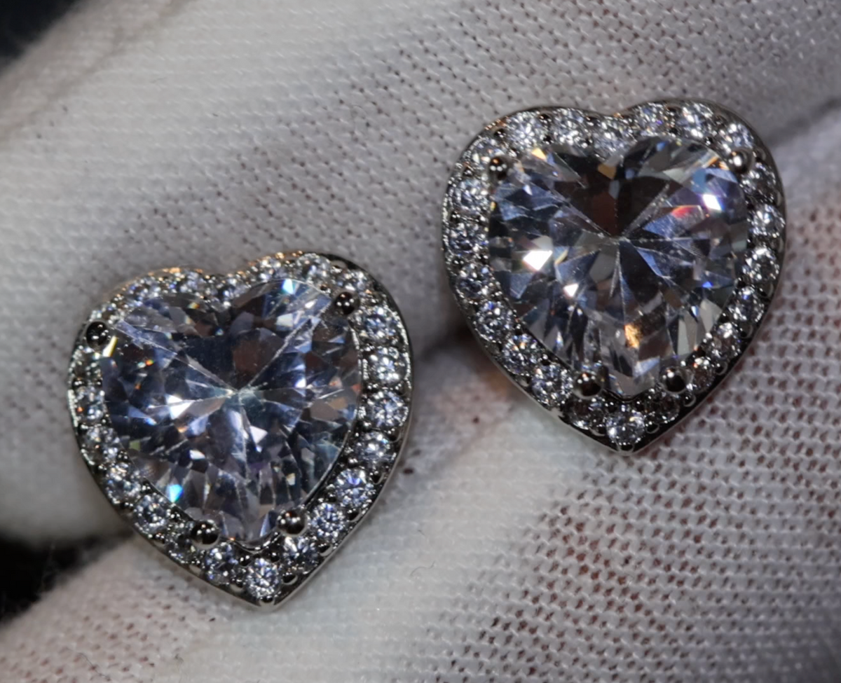 Diamond Earrings | Diamond Heart Ear Studs | Womens Earrings | Heart ...