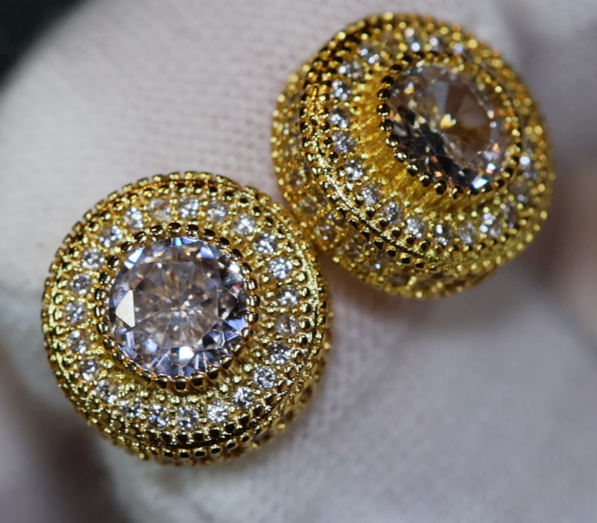 Gold Iced Out Ear Studs – Minx London