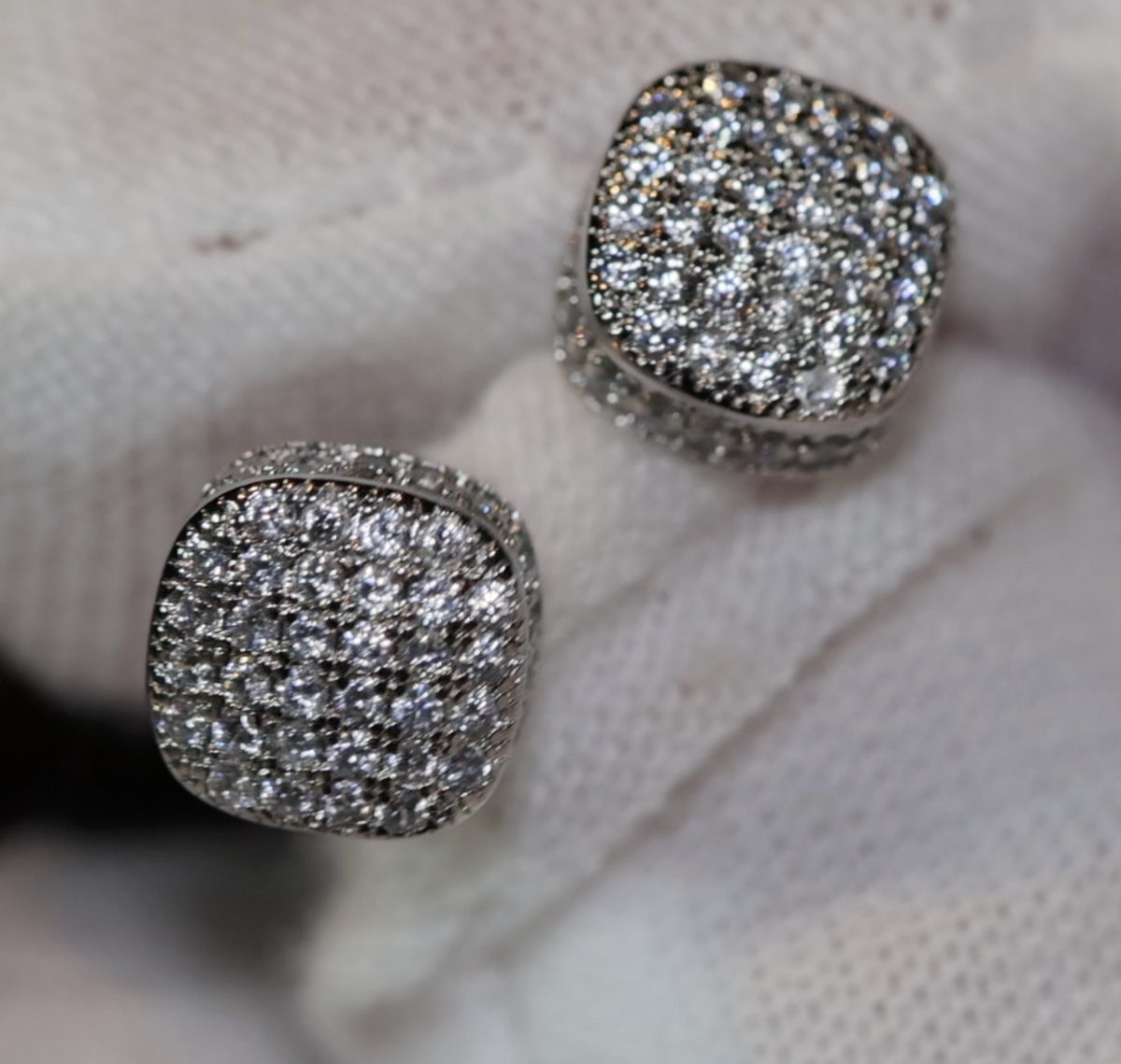 Cube diamond ear studs | Mens diamond ear studs | Womens diamond ear s ...