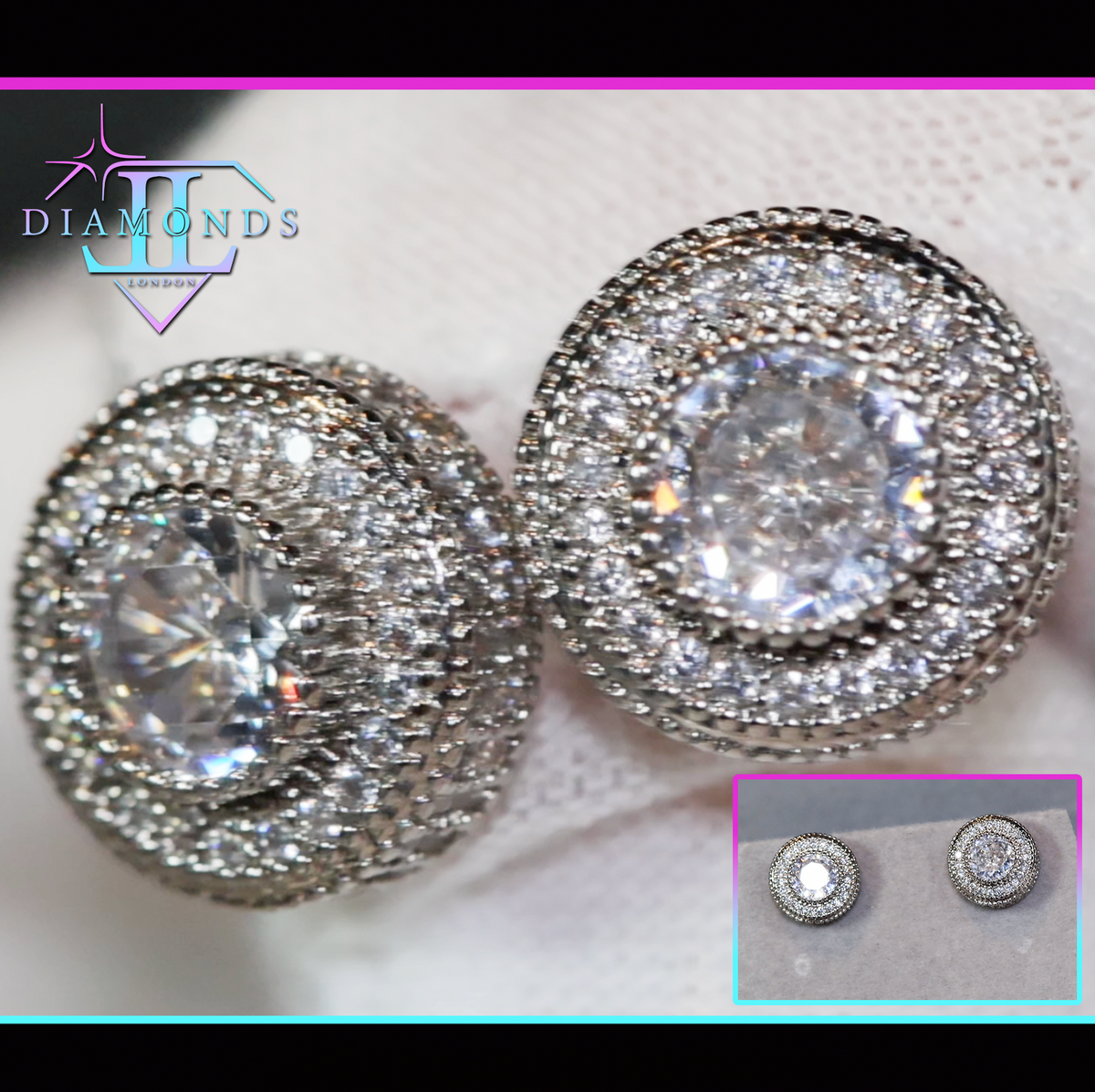 Iced Out Ear Studs | Hip Hop Diamond Ear Studs | Ear Studs – Minx London