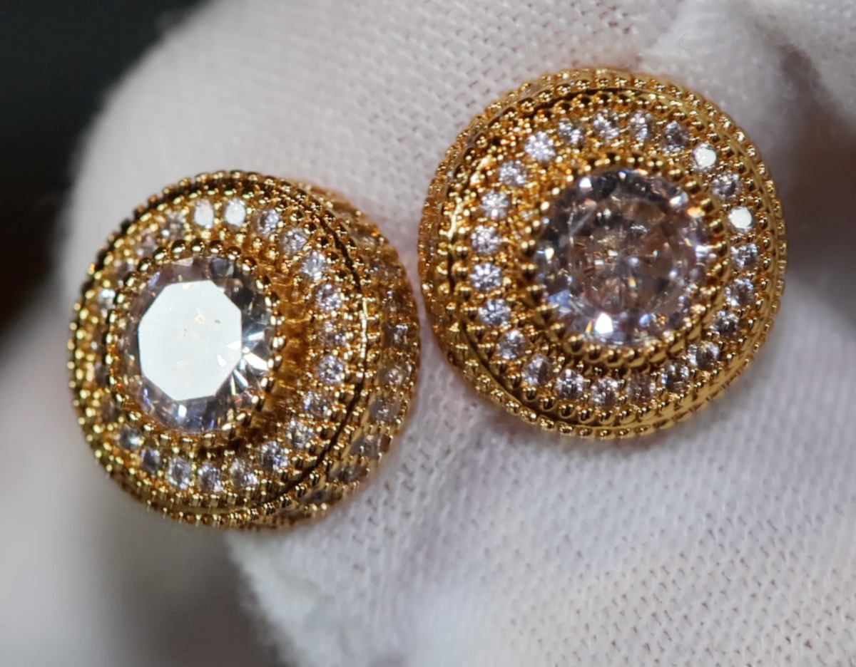 Mens Gold Hip Hop Ear Studs | Womens Gold Diamond Ear Studs | Ear Stud ...