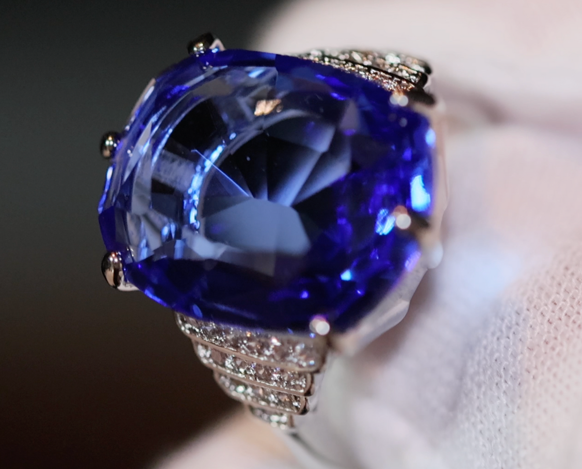 Blue Oval Cut Diamond Ring | Womens big blue diamond ring – Minx London