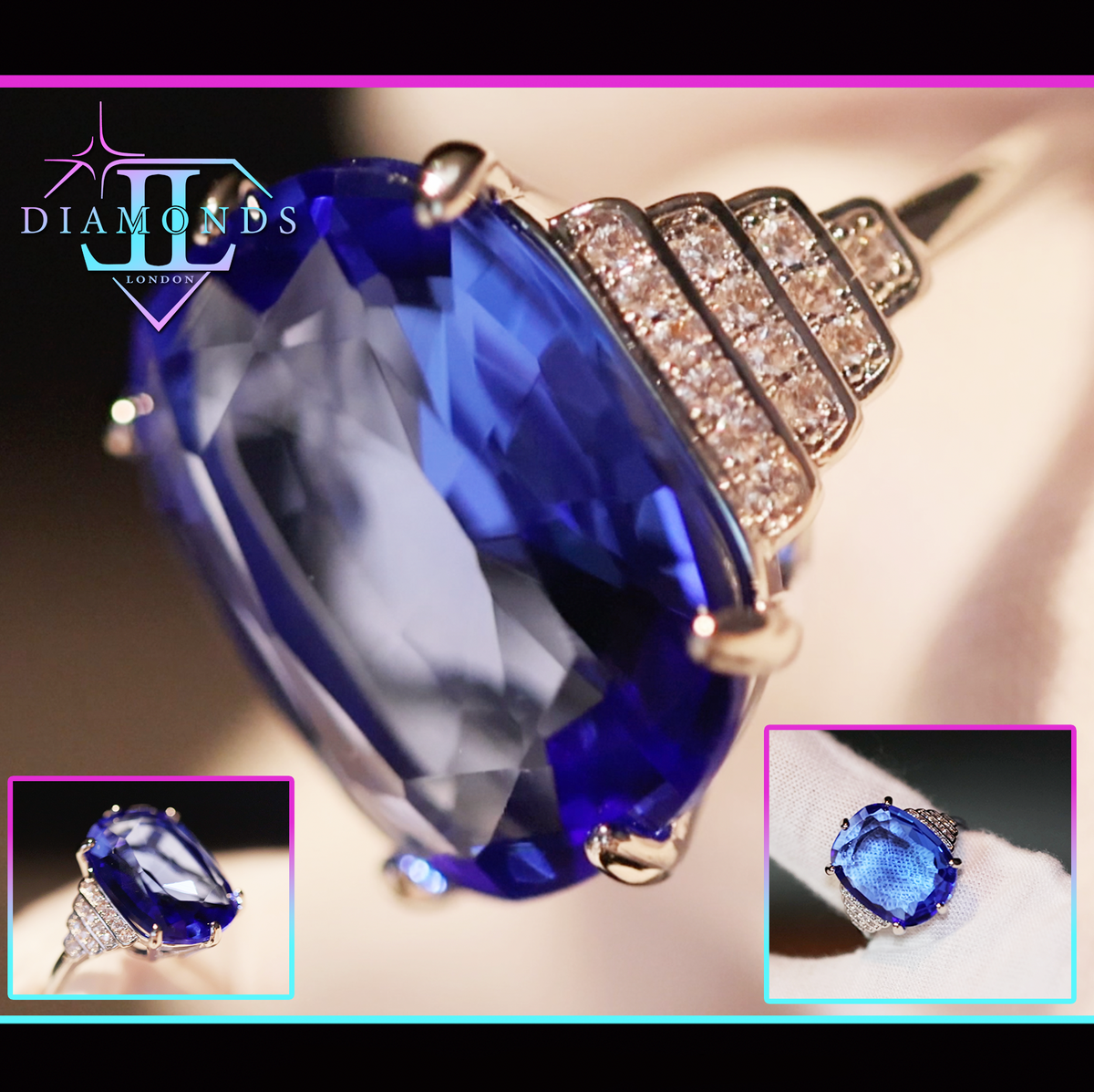 Blue Oval Cut Diamond Ring | Womens big blue diamond ring – Minx London