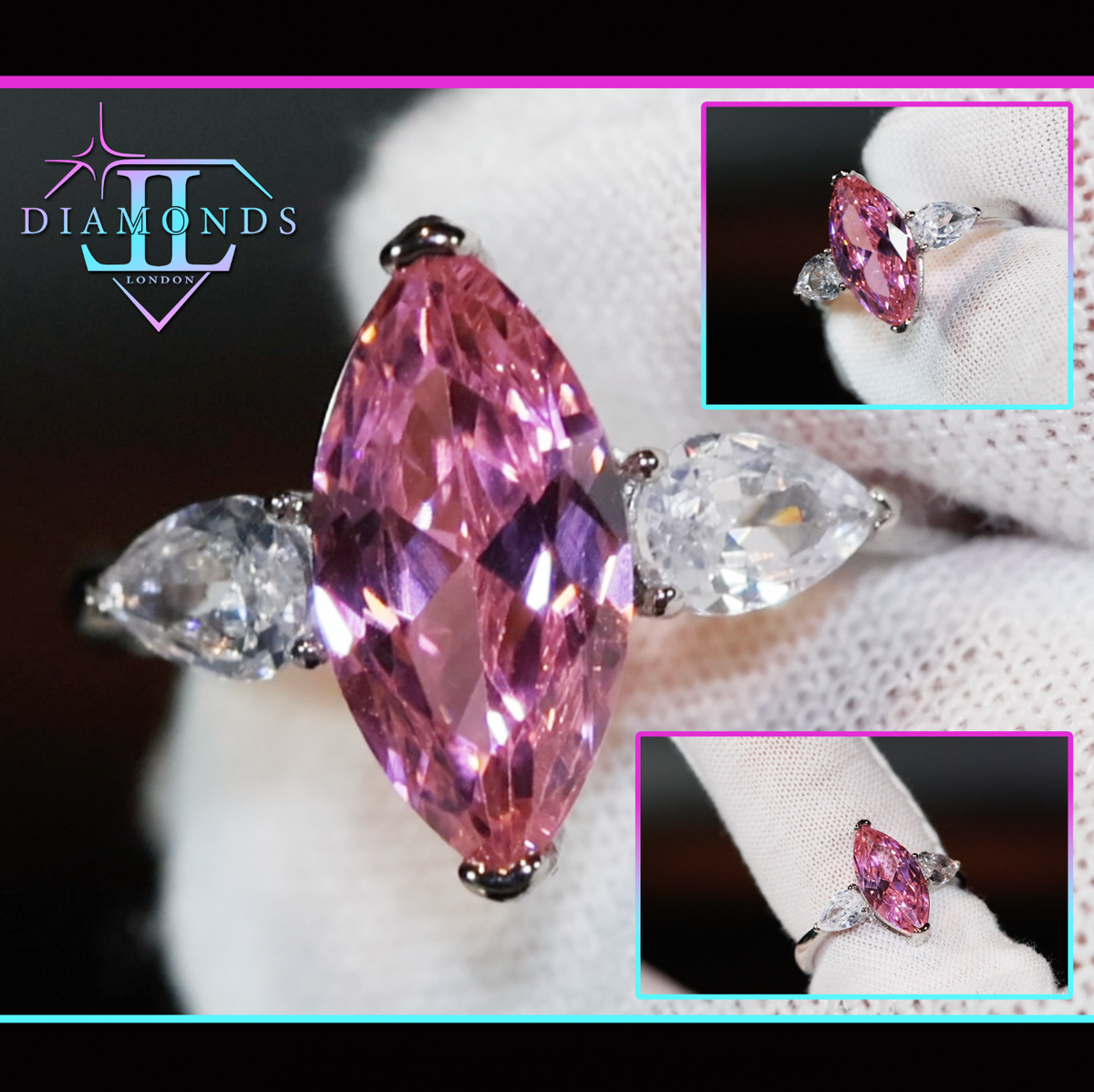 Pink Diamond Marquise Ring | Marquise Diamond Ring | Marquise Engageme ...