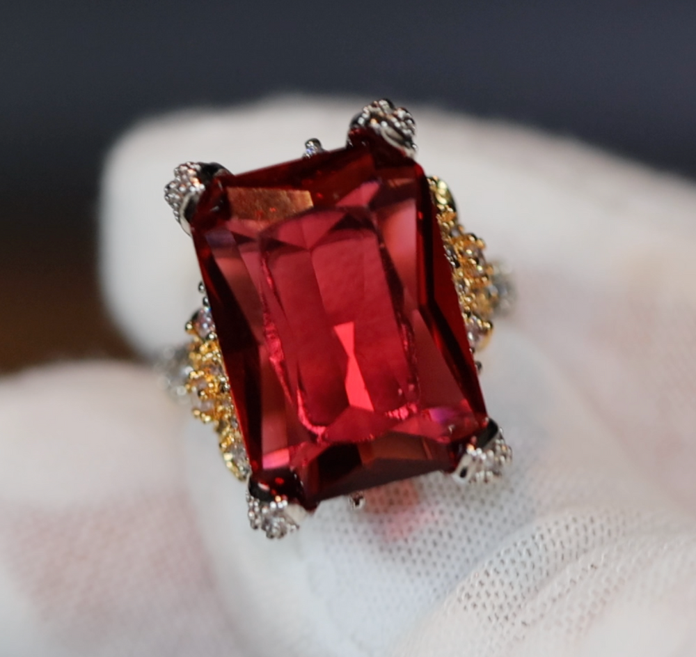 Red Gemstone Ring | Big Red Diamond Ring | Womens Big Diamond Ring ...