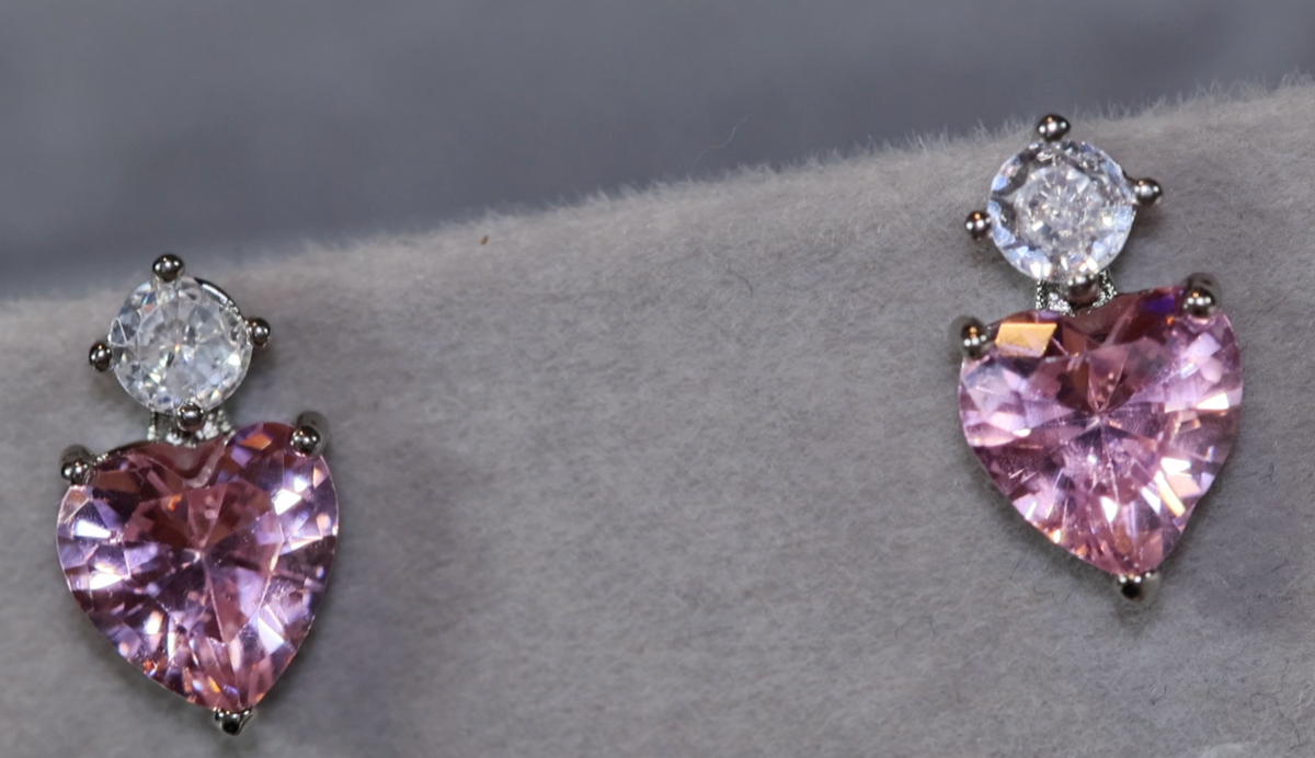 Pink Diamond Earrings | Heart Diamond Ear Studs – Minx London