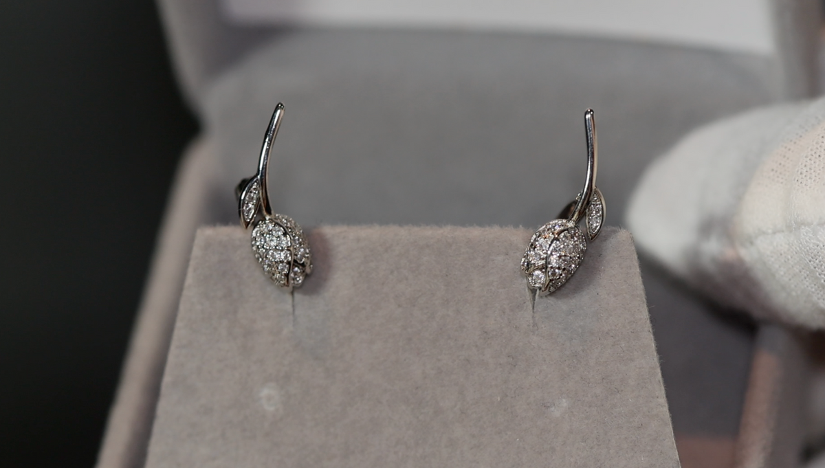 Diamond Ear Studs | Rose Ear Studs | Womens Flower Diamond Ear Studs ...