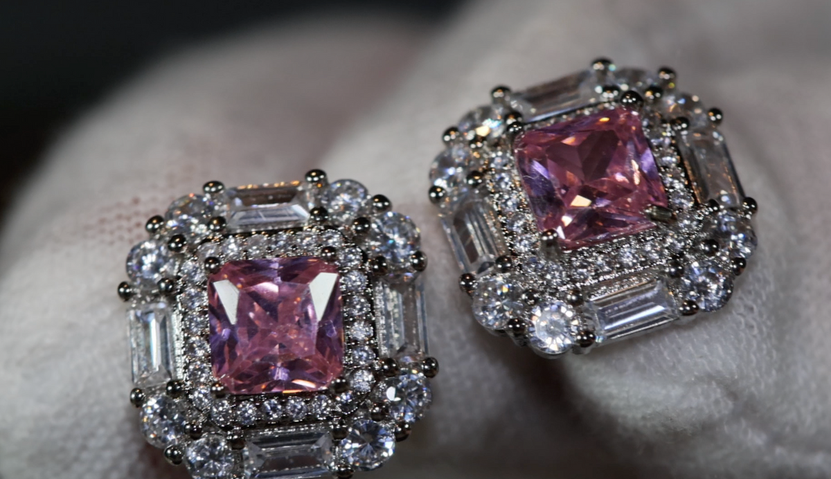 Pink Diamond Ear Studs | Pink Diamond Earrings – Minx London