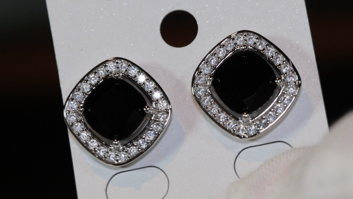 Big black diamond ear studs – Minx London