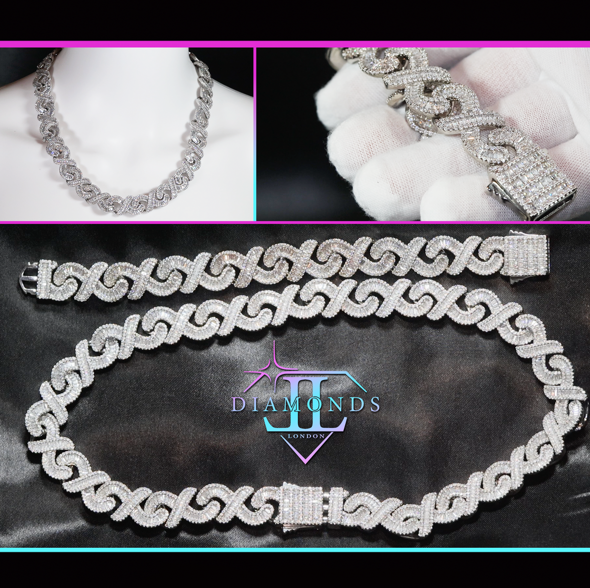 Infinity Link Chain | Iced Out Infinity Link Chain | Iced Baguette ...