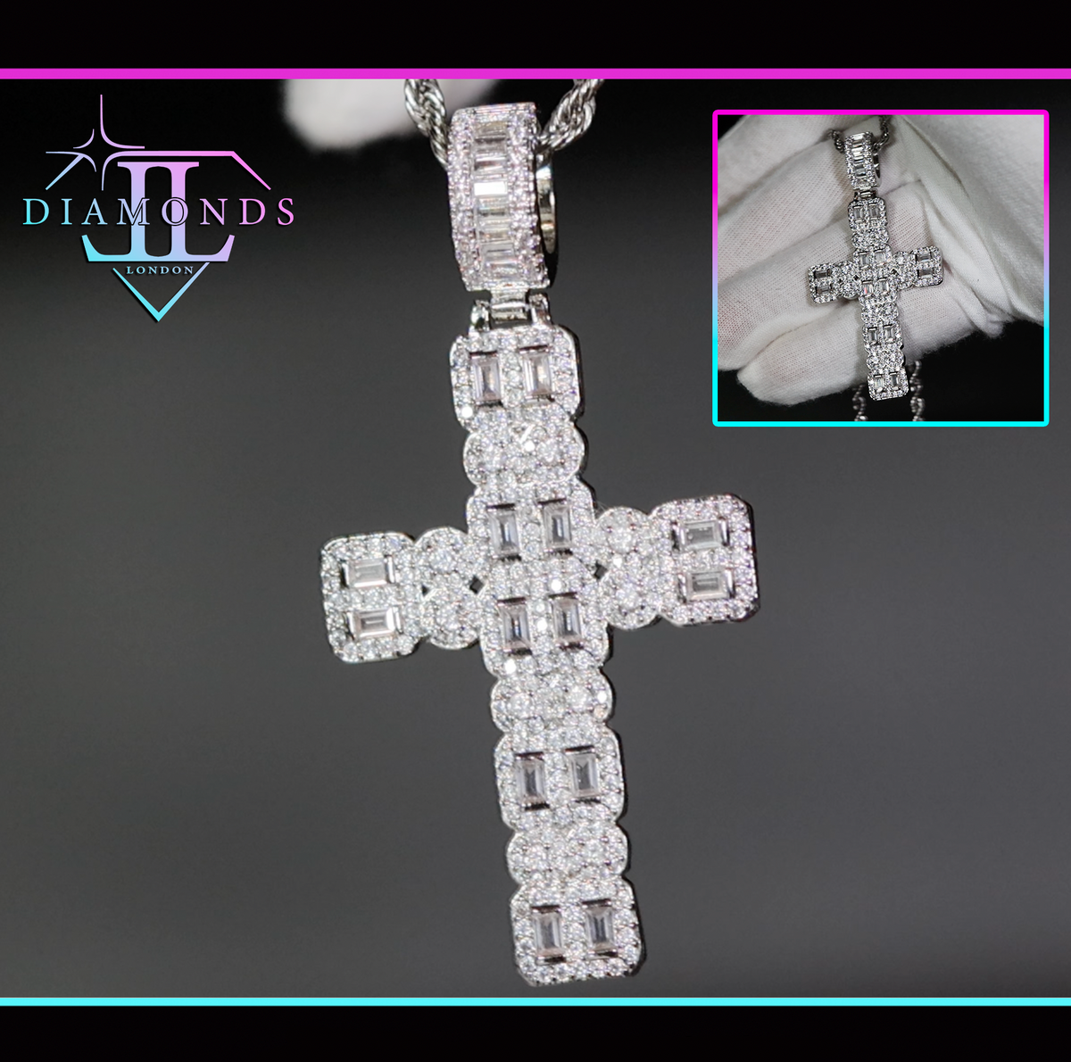 Big Diamond Cross Pendant | Hip Hop Cross Pendant | Iced Cross Chain ...