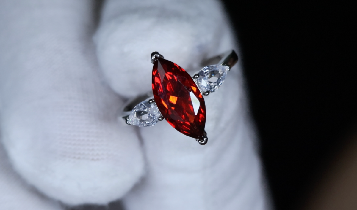 Red Marquise Diamond Ring | Womens Red Diamond Ring – Minx London