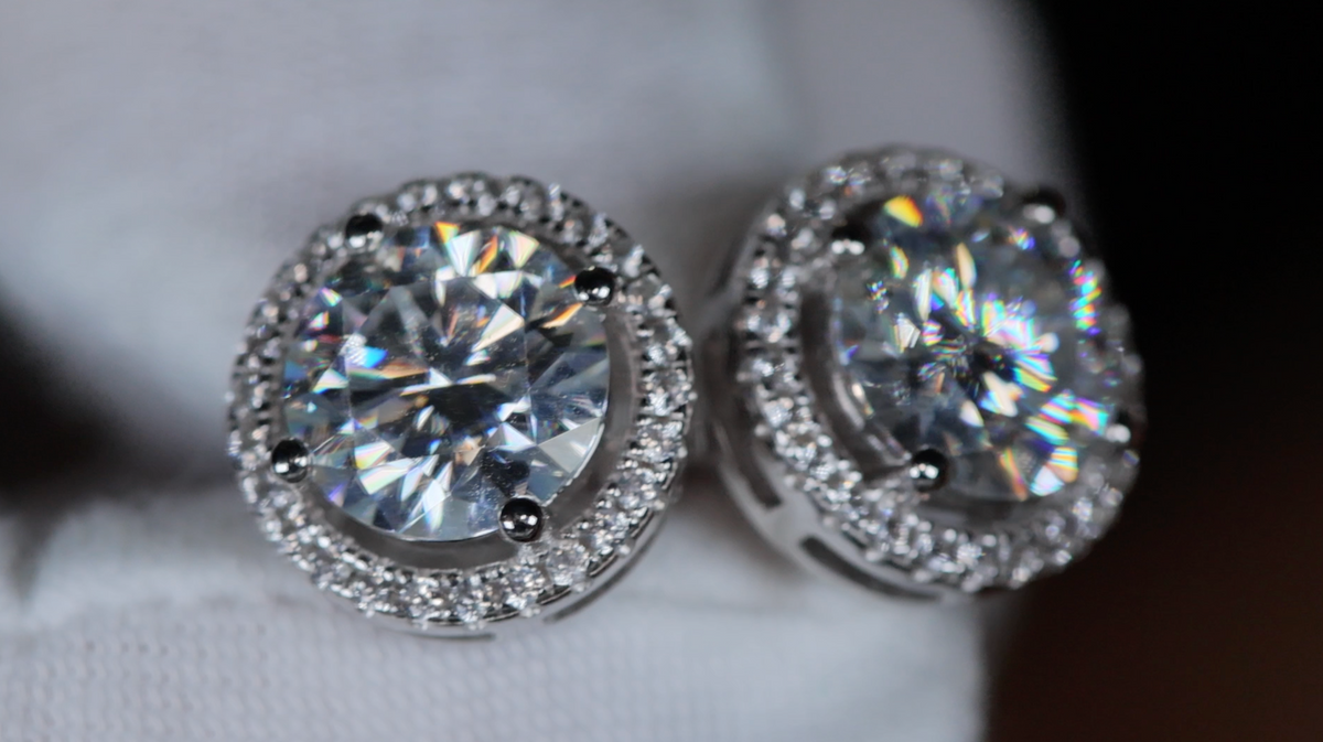 Moissanite Diamond Ear Studs | Moissanite Earrings | Iced Ear Studs ...