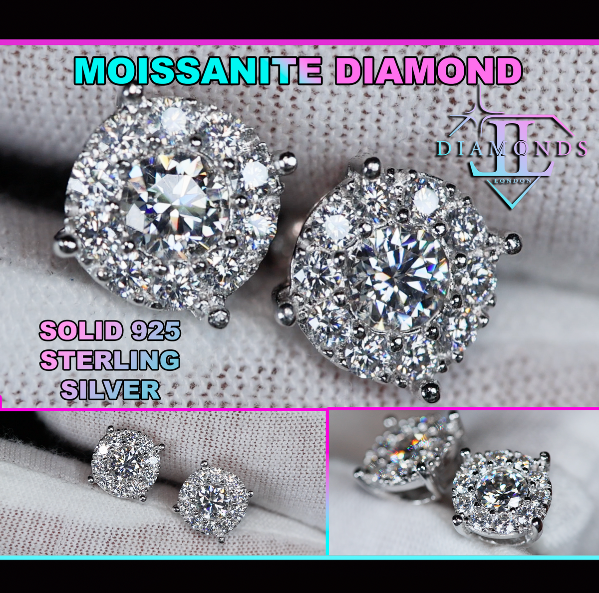 Moissanite Diamond Ear Studs | Moissanite Diamond Iced Out Ear Studs ...