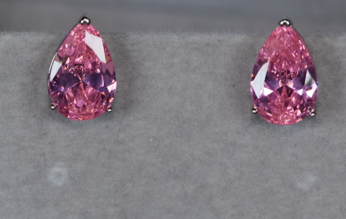 Pink Pear Cut Diamond Ear Studs | Pink Diamond Earrings – Minx London