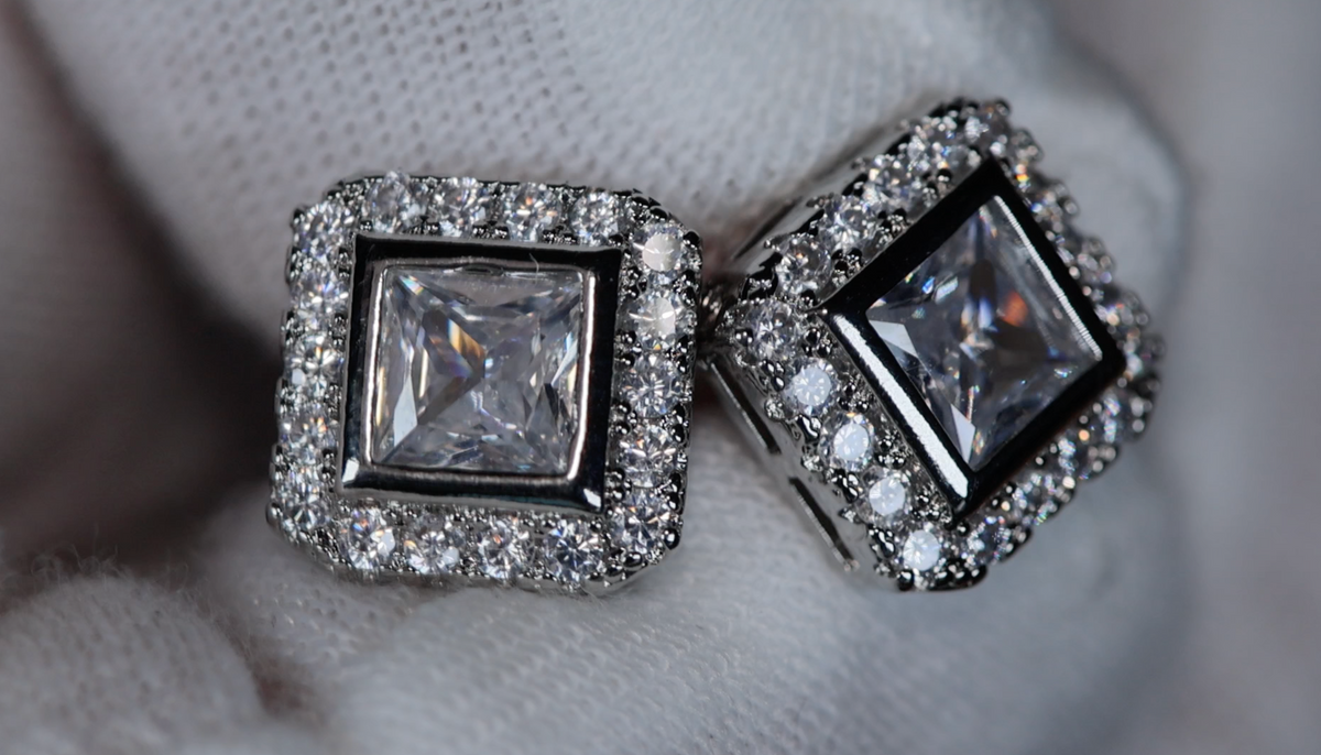 Princess Cut Diamond Ear Studs | Womens Stud Earrings | Mens Ear Studs ...
