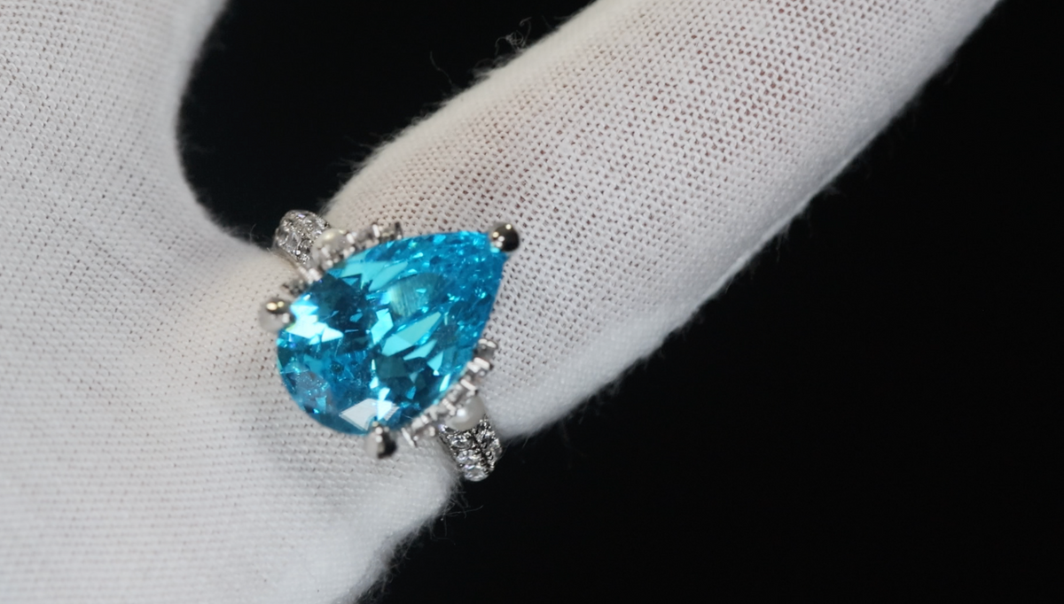 Blue Diamond Ring | Blue Pear Diamond Ring, Blue Teardrop Diamond Ring ...