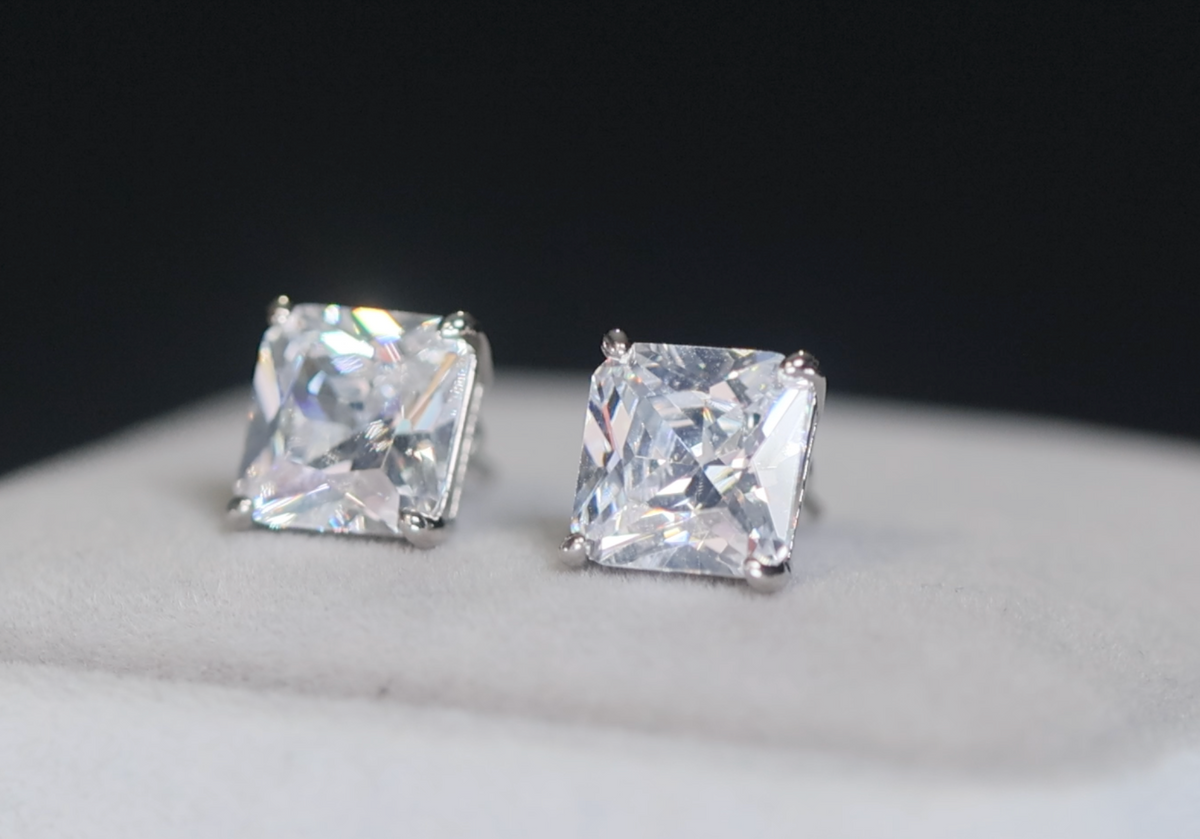 Princess Cut Diamond Earrings | Princess Cut Diamond Ear Studs – Minx ...