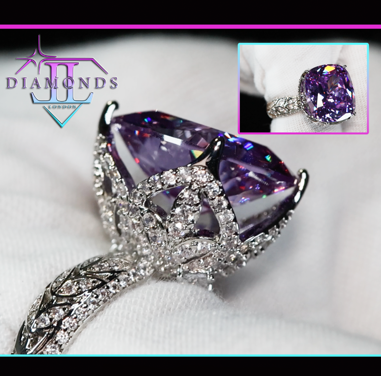 Big Purple Diamond Ring | Womens Purple Diamond Ring – Minx London
