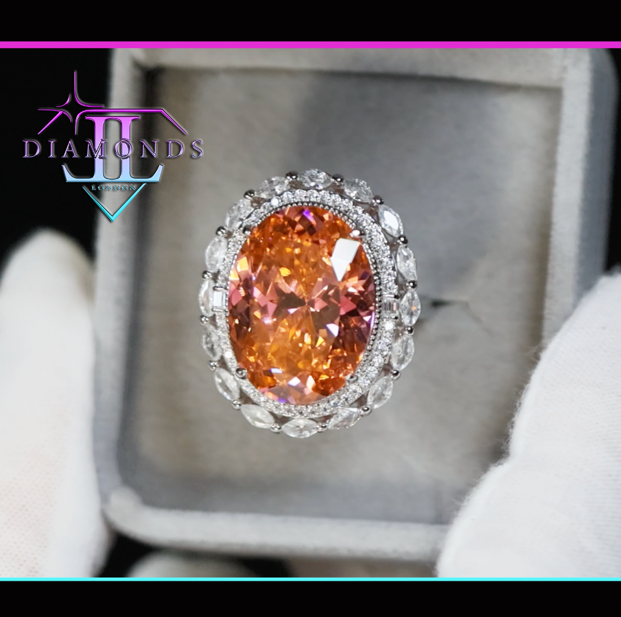 Champagne Diamond Ring, Big Champagne Diamond Ring, Peach Diamond Ring ...