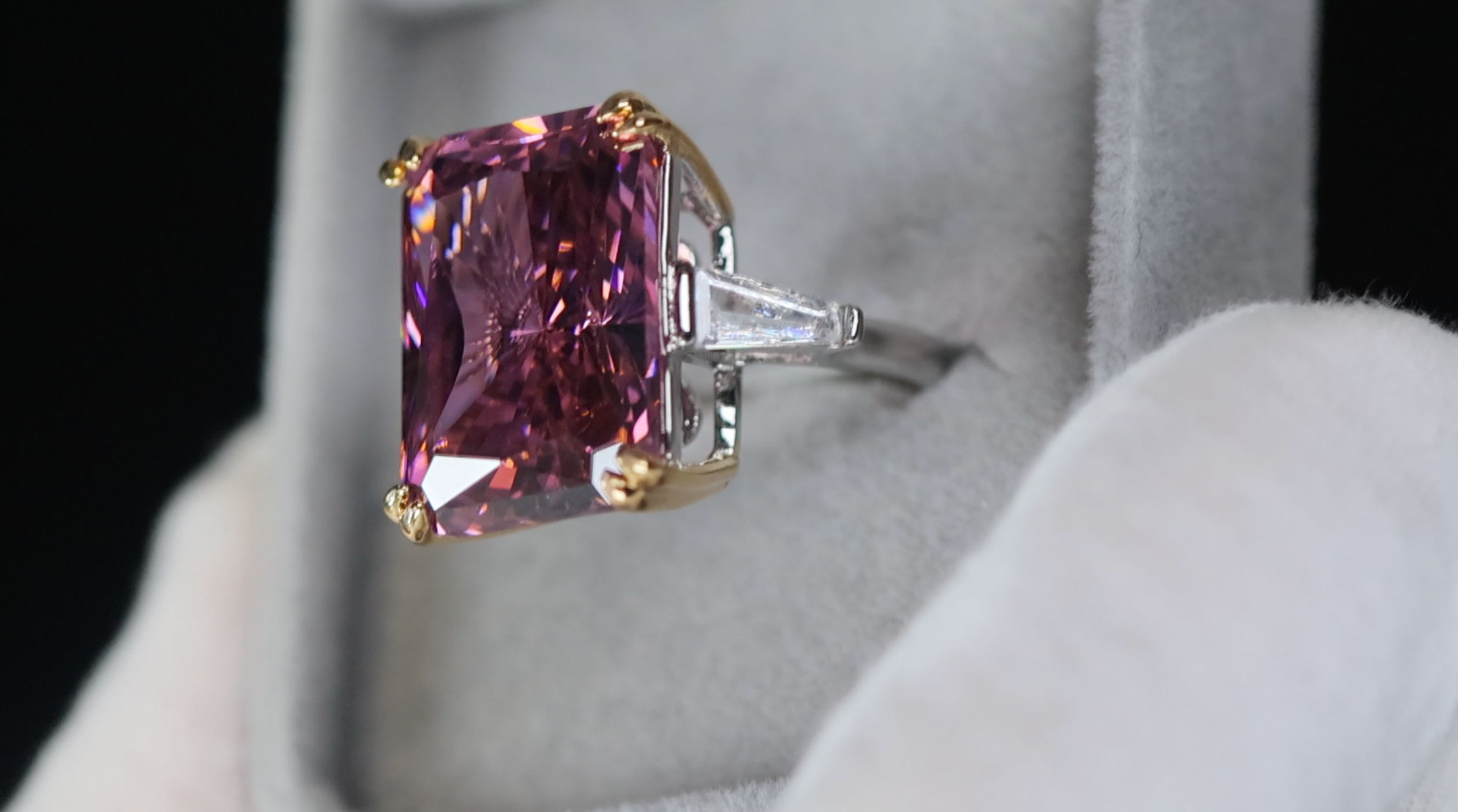 Purple Diamond Ring | Purple Crushed Diamond Ring – Minx London