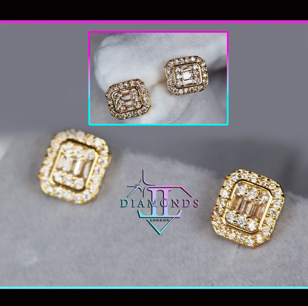 Gold Ice Gold Ear Studs | Womens Diamond Ear Studs | Ear Studs – Minx ...