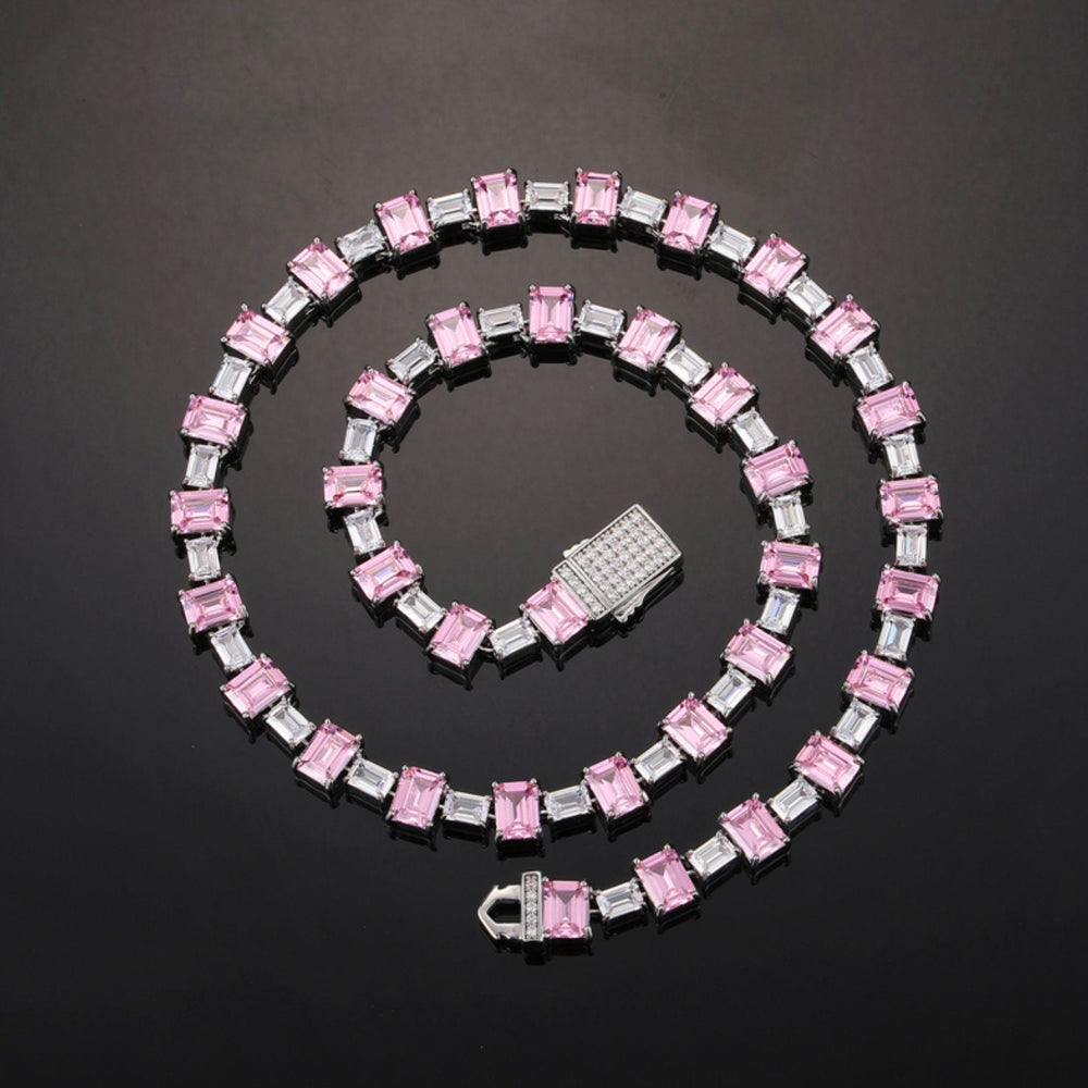 Womens | Pink Diamond Necklace | Pink Tennis Chain | Womens Necklace ...