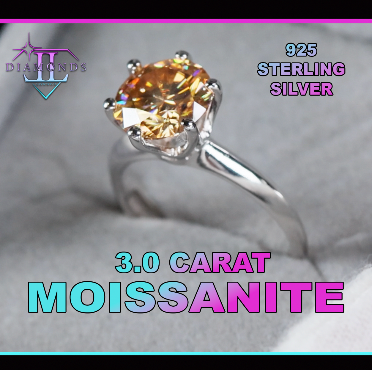 3.0ct Champagne Moissanite Diamond Ring | Champagne Moissanite Ring ...