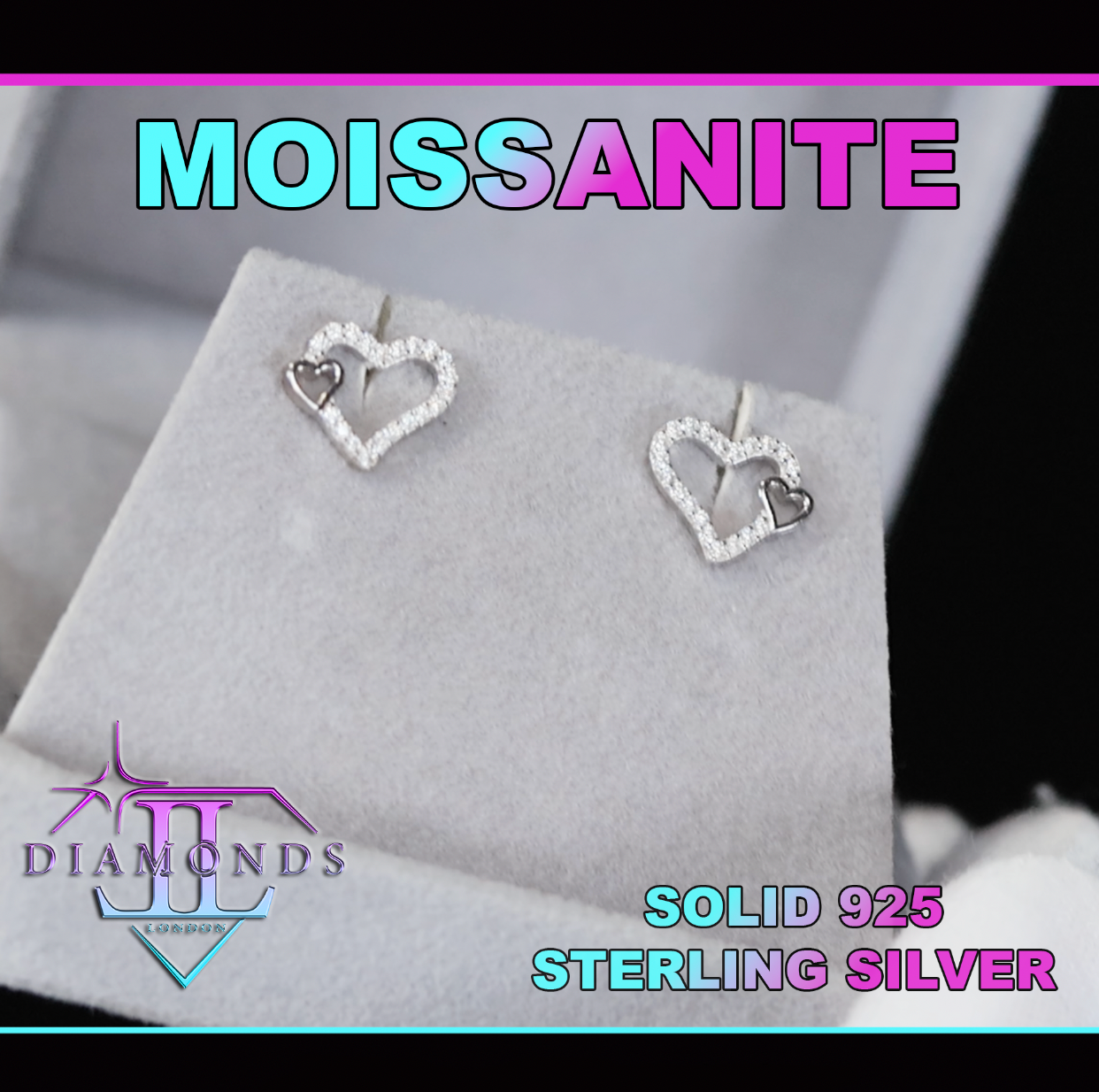 Moissanite Heart Ear Studs | Moissanite Diamond Heart Ear Studs – Minx ...
