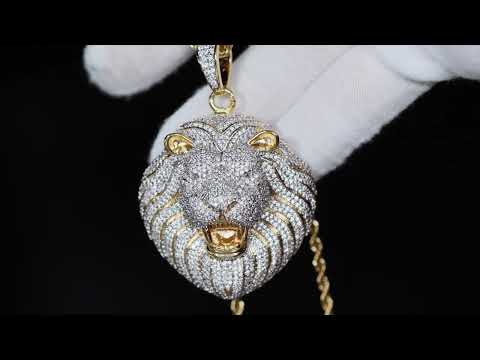Diamond lion head pendant, iced out lion pendant, hip hop lion pendant ...