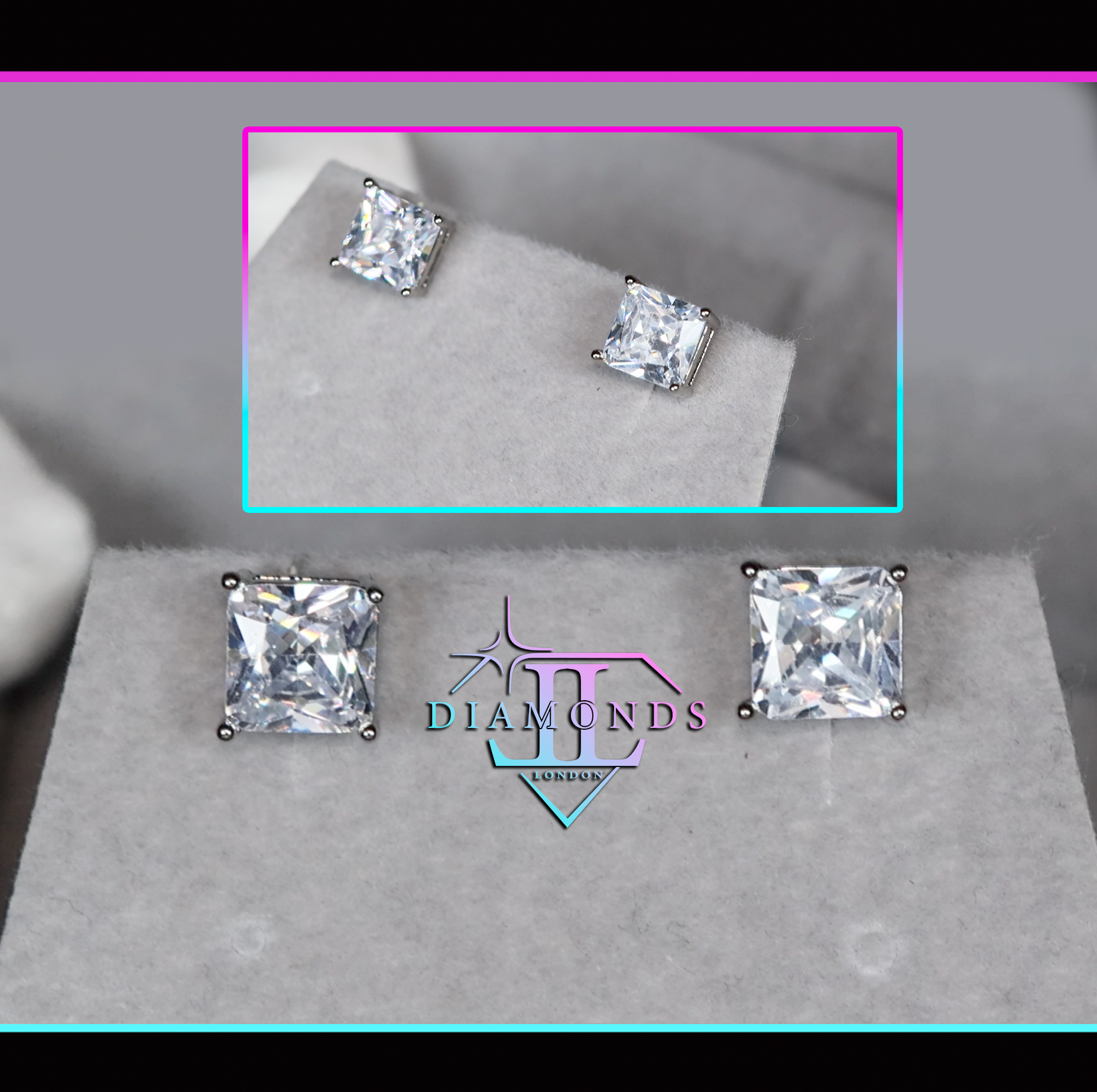 Ear Studs | Princess Cut Ear Studs | Princess Cut Diamond Ear Studs ...