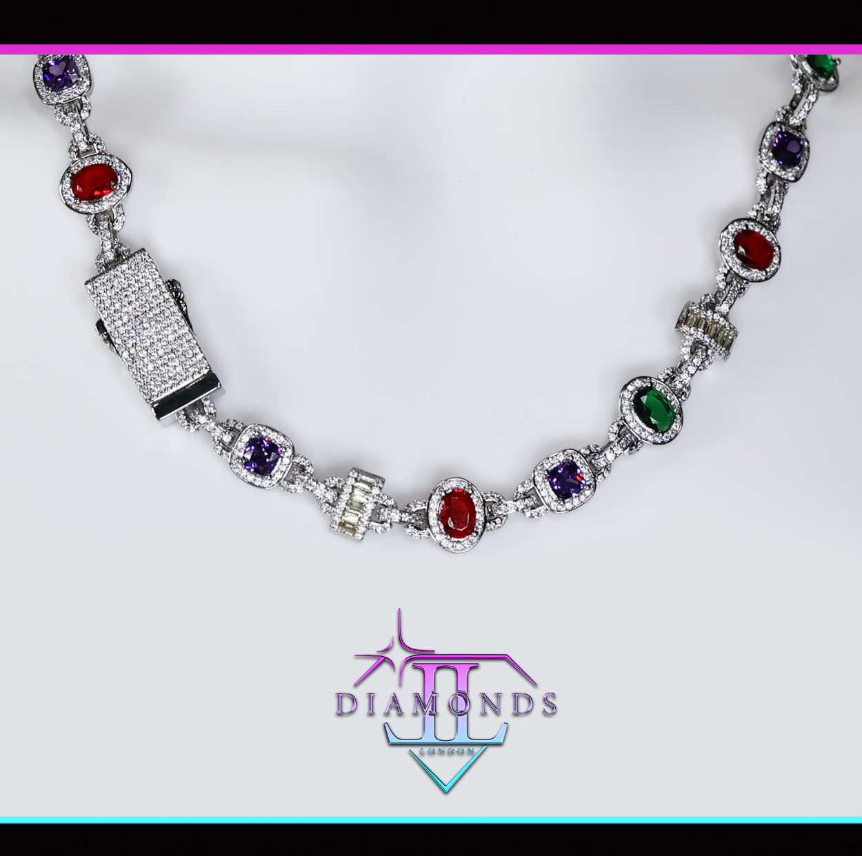 Rainbow Diamond Chain | Rainbow Necklace | Coloured Diamond Chain ...
