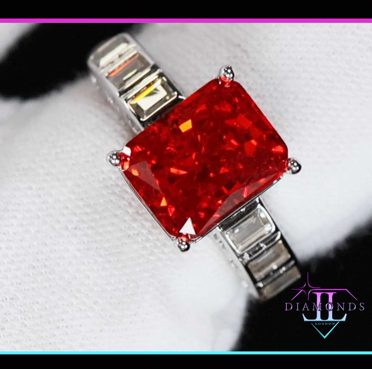 Red Diamond Engagement Ring | Red Crushed Ice Diamond Ring – Minx London