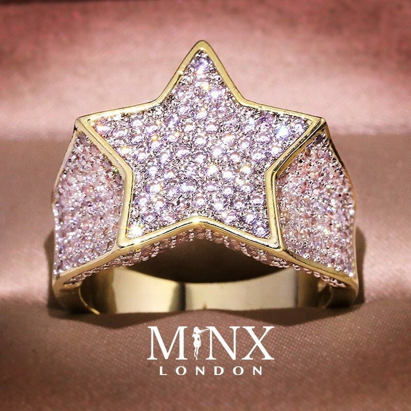Iced out ring | Star Ring | Diamond Star Ring | Star Shaped ring | sta ...