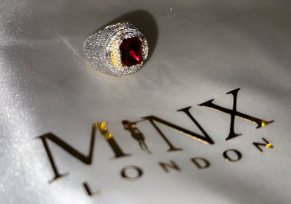 Big Iced Out Ring | Big Gold Diamond Ring | Ruby Ring – Minx London