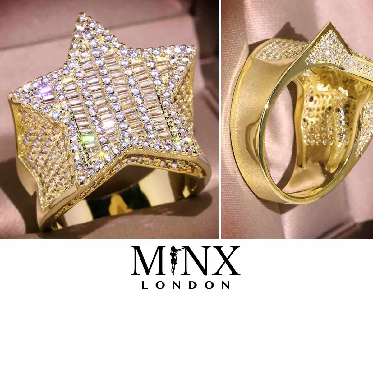 Iced out ring | Star Ring |Gold Star Ring – Minx London