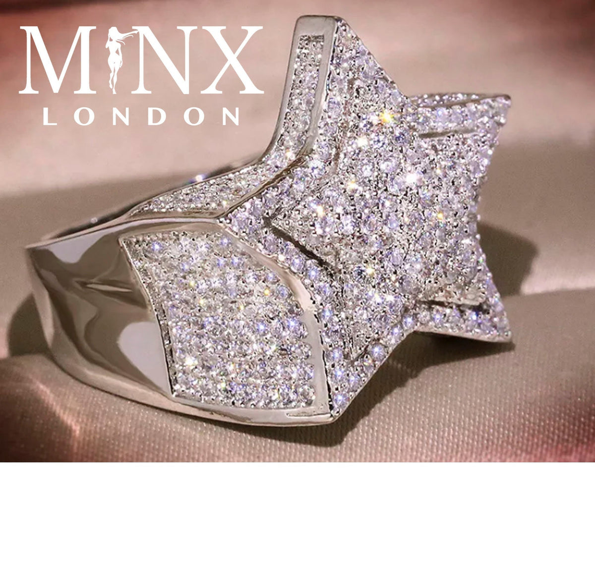 Iced out ring | Star Ring | Diamond Star Ring – Minx London